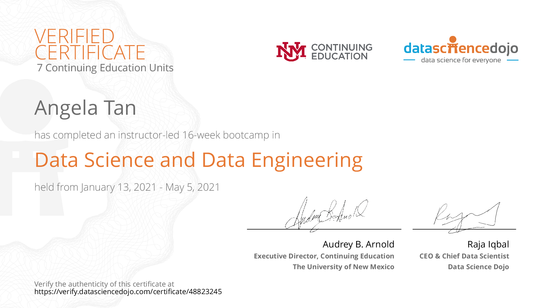 Angela Tan's Certificate | Data Science Dojo Angela Tan's Certificate | Data Science Dojo